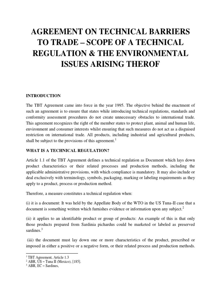Technical Barriers To Trade | PDF