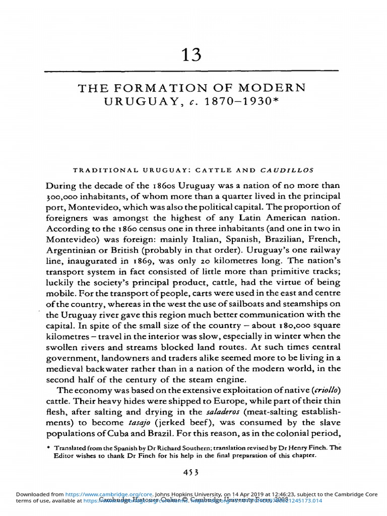 Formation of Modern Uruguay C 18701930 | PDF | Uruguay | Capitalism
