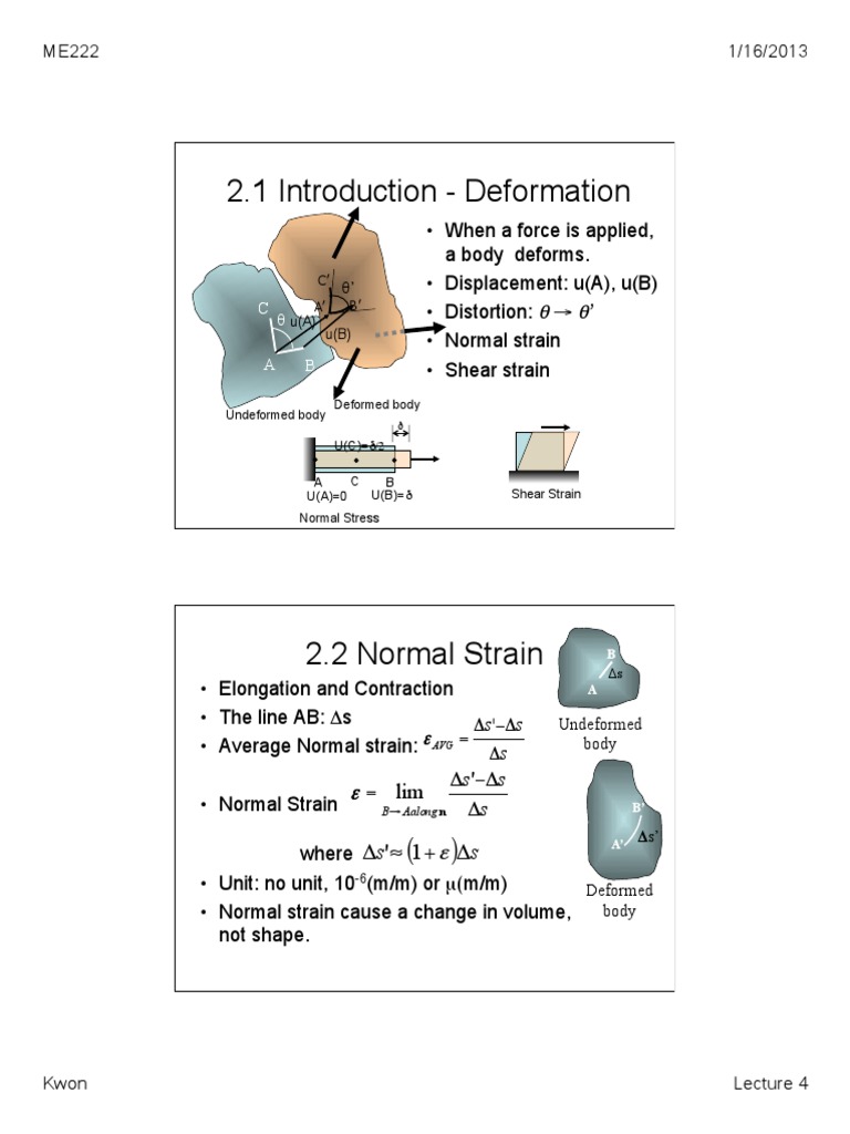 Lec4 PDF | PDF | Deformation (Engineering) | Deformation (Mechanics)
