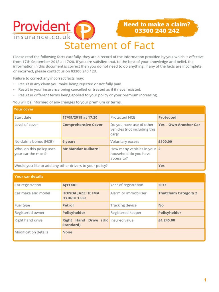 Statement of Fact | PDF | Information Privacy | Insurance