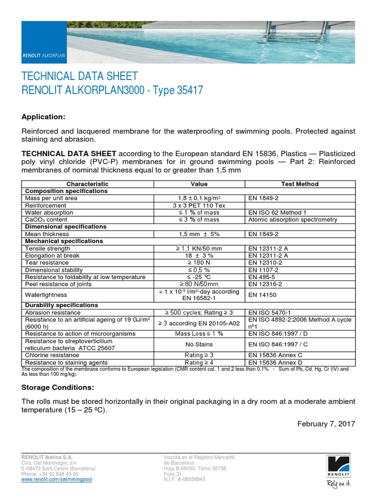 Alkorplan Renolit Data Sheet | PDF | Materials | Chemistry