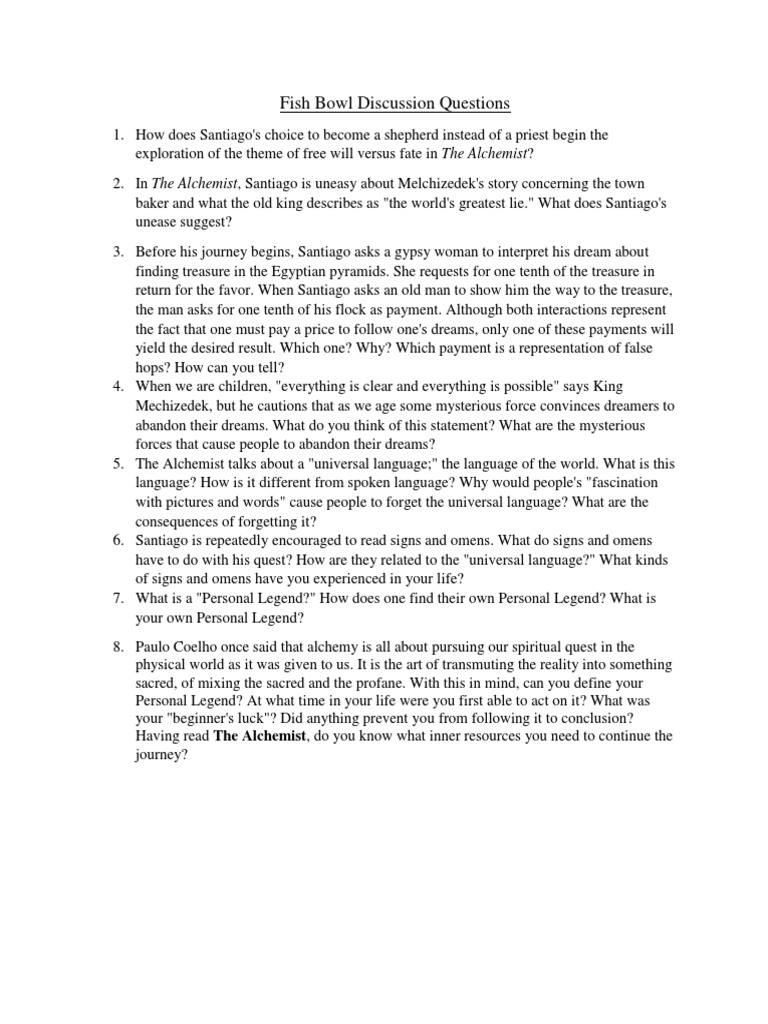 Fishbowl Discussion Questions | PDF