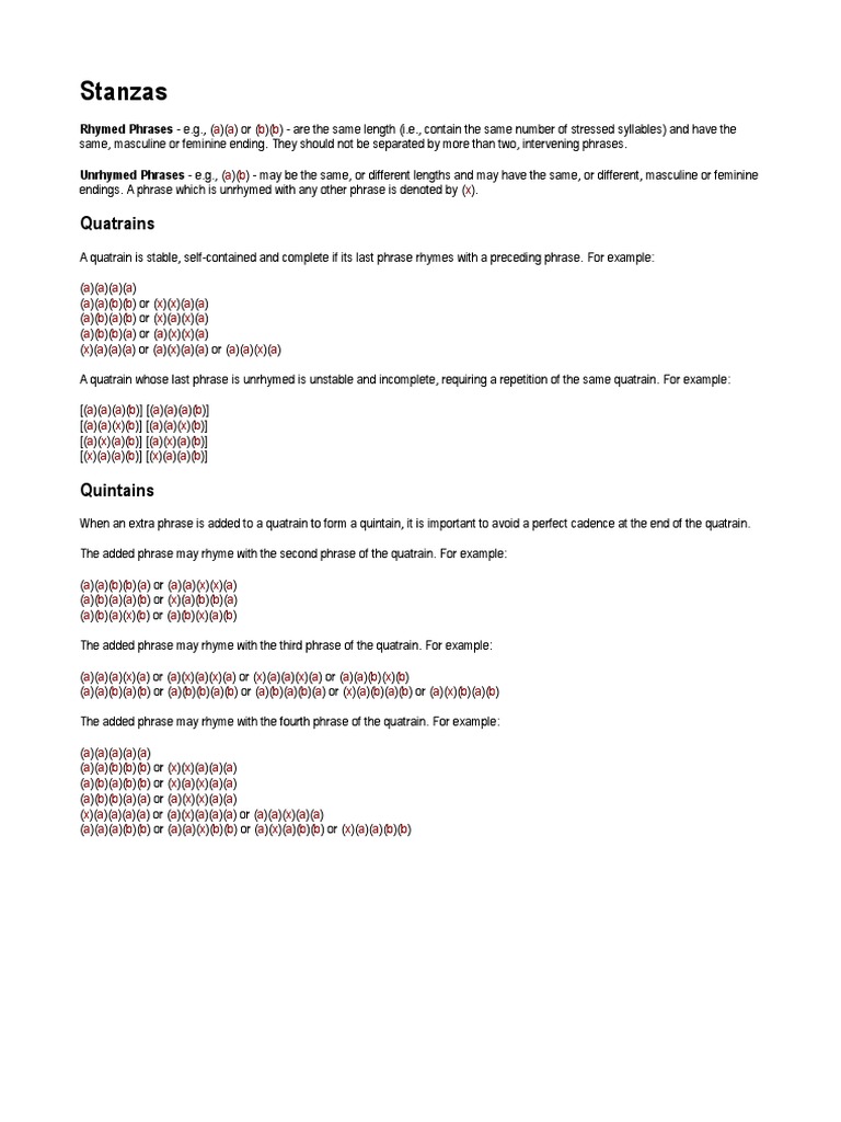 5) Stanzas | PDF | Narrative Forms | Stanzaic Form