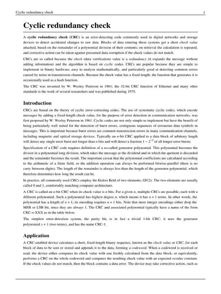 Cyclic Redundancy Check Pdf Error Detection And Correction Data Transmission