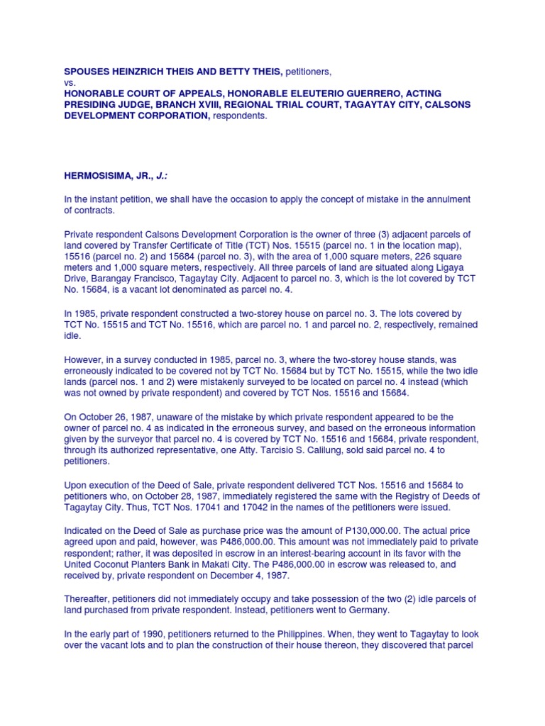 Theis Vs CA G.R. No. 126013. February 12, 1997 | PDF | Annulment | Land Lot