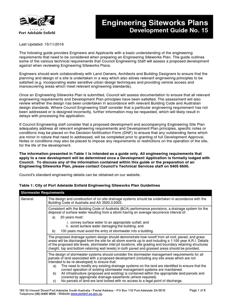 Engineering Siteworks Plans: Development Guide No. 15 | PDF | Stormwater | Storm Drain