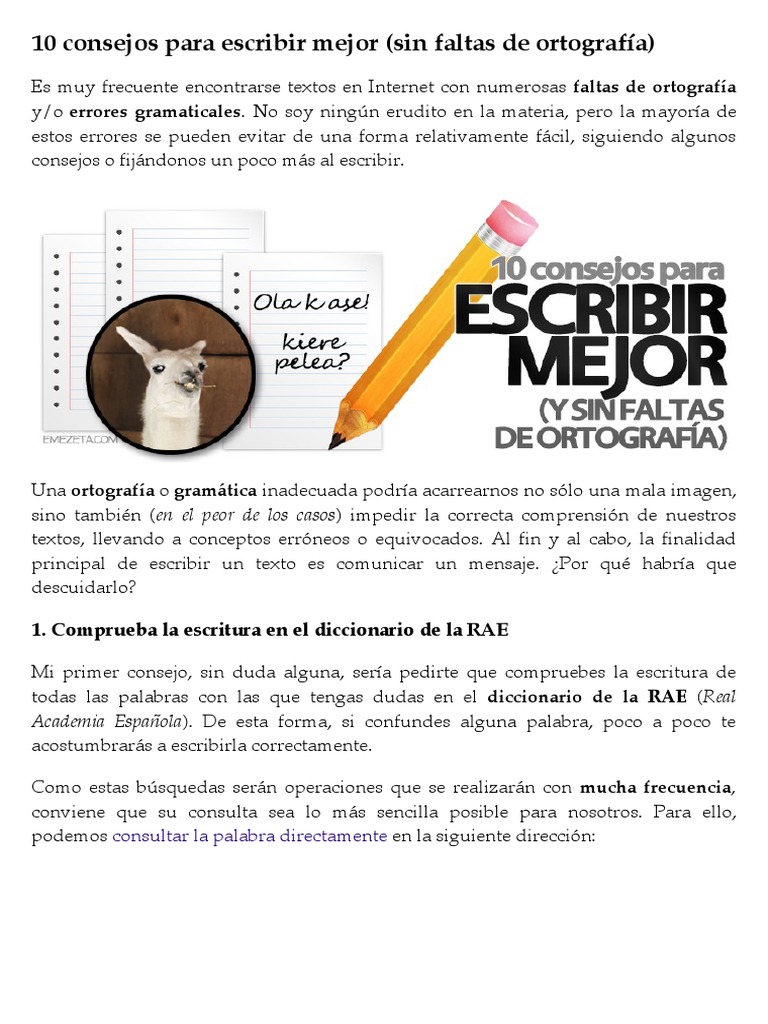 10 Consejos para Escribir Mejor (Sin Faltas de Ortografía) - Emezeta ...