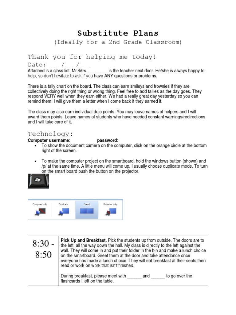 Substitute Plans | PDF | Classroom