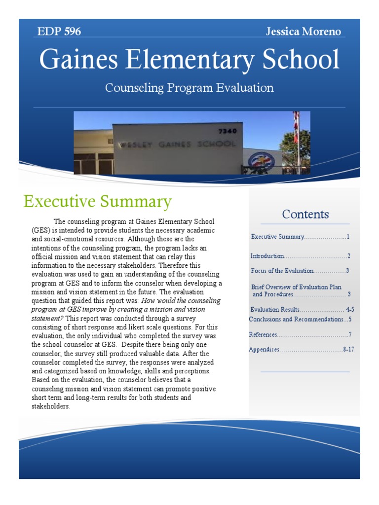 Edp 596 Final Written Report | PDF | School Counselor | Program Evaluation