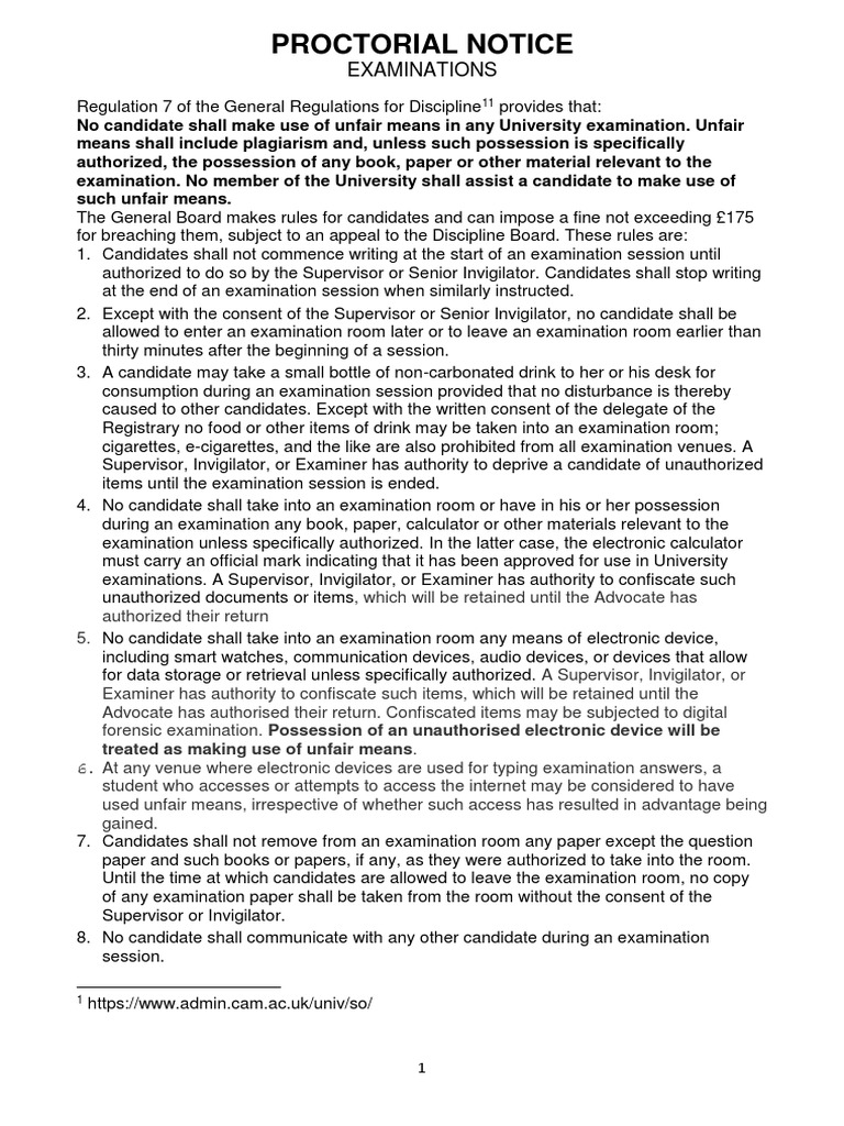 Proctorial Notice: Examinations | PDF | Social Institutions | Social ...