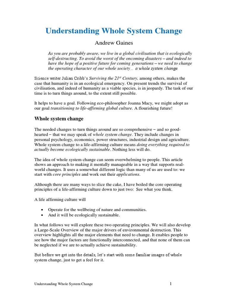 Whole System Change for Sustainability | PDF | Consumerism | Sustainability