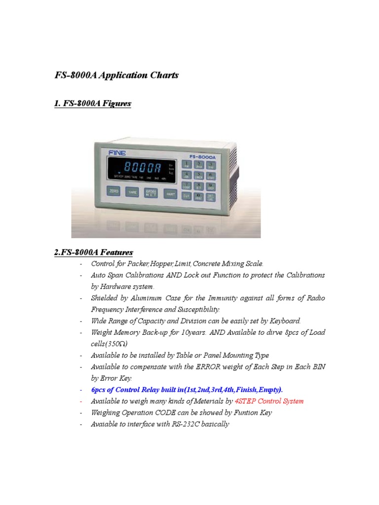 FS-8000A Application Charts | PDF | Relay | Switch