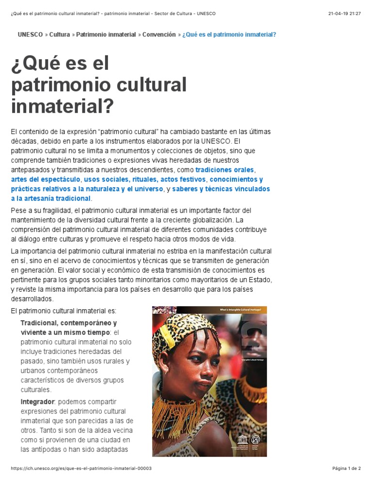 ¿Qué Es El Patrimonio Cultural Inmaterial? - Patrimonio Inmaterial ...