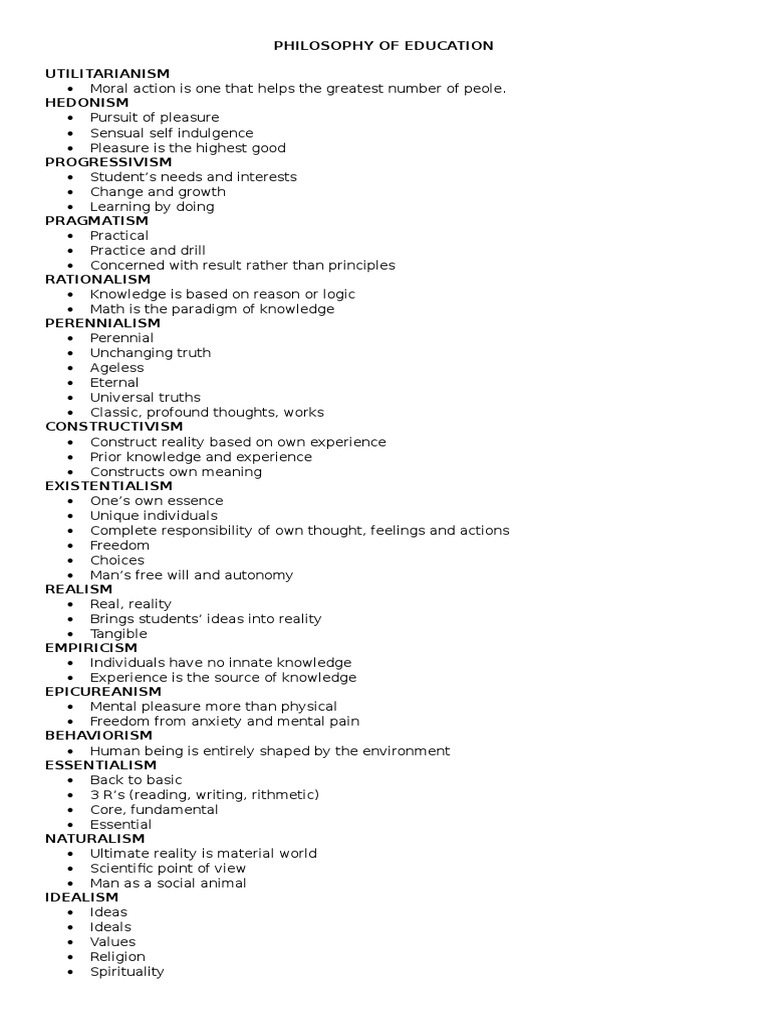 Philosophy of Education | PDF | Reality | Pragmatism