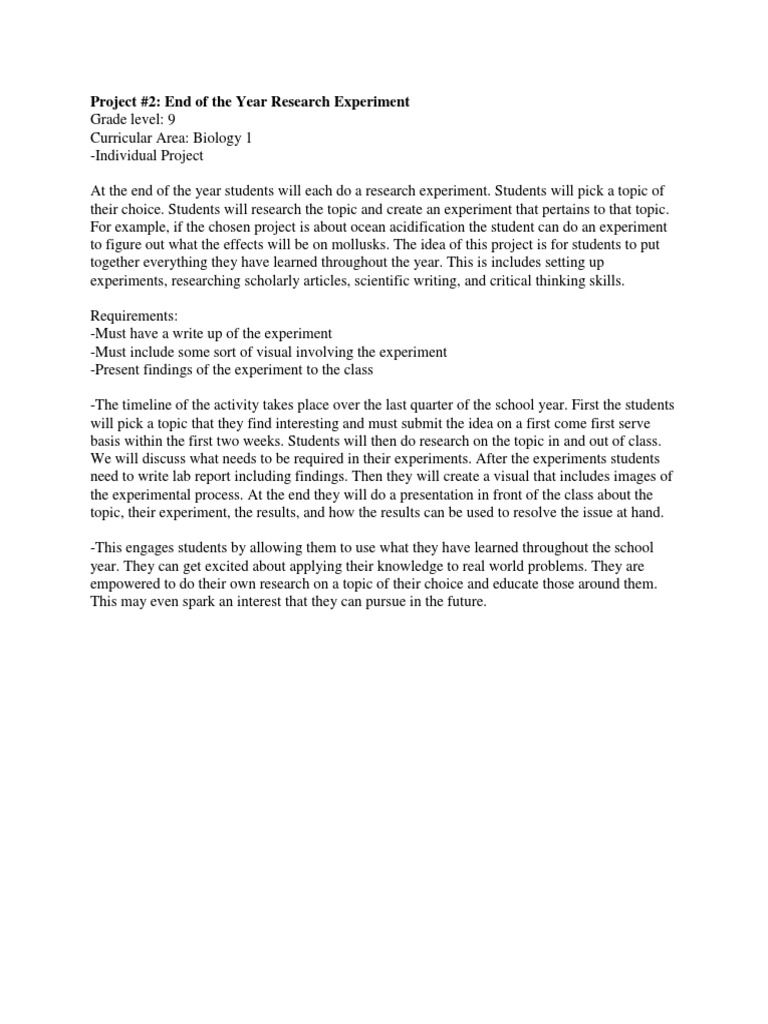 Year-End Biology Research Project | PDF