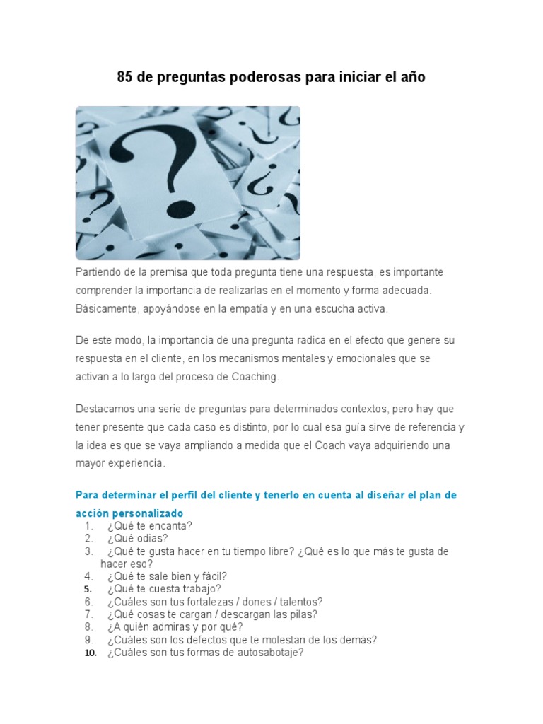 Preguntas Poderosas | PDF | Ocio