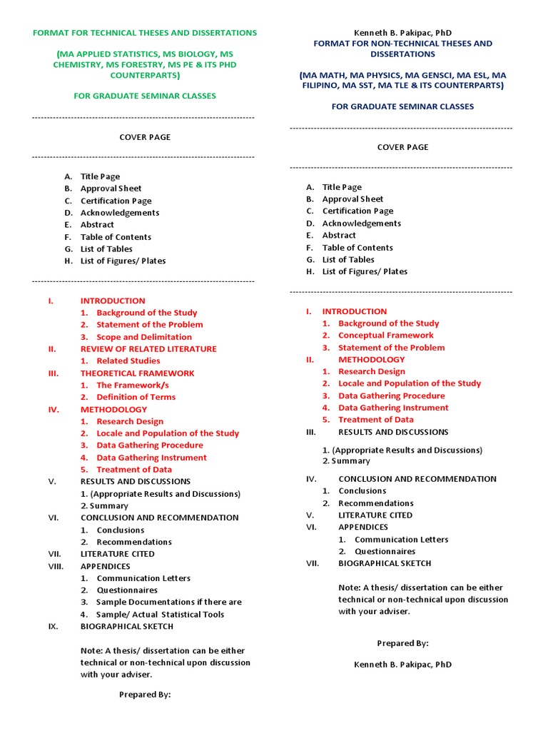 BSU Thesis and Dissertation Format Guide | PDF | Thesis | Academia