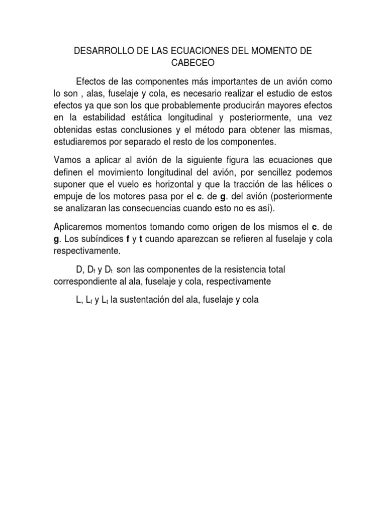 Desarrollo de Las Ecuaciones Del Momento de Cabeceo | PDF | Avión ...