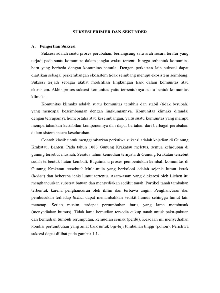 Makalah Ekologi Suksesi Primer & Sekunder | PDF