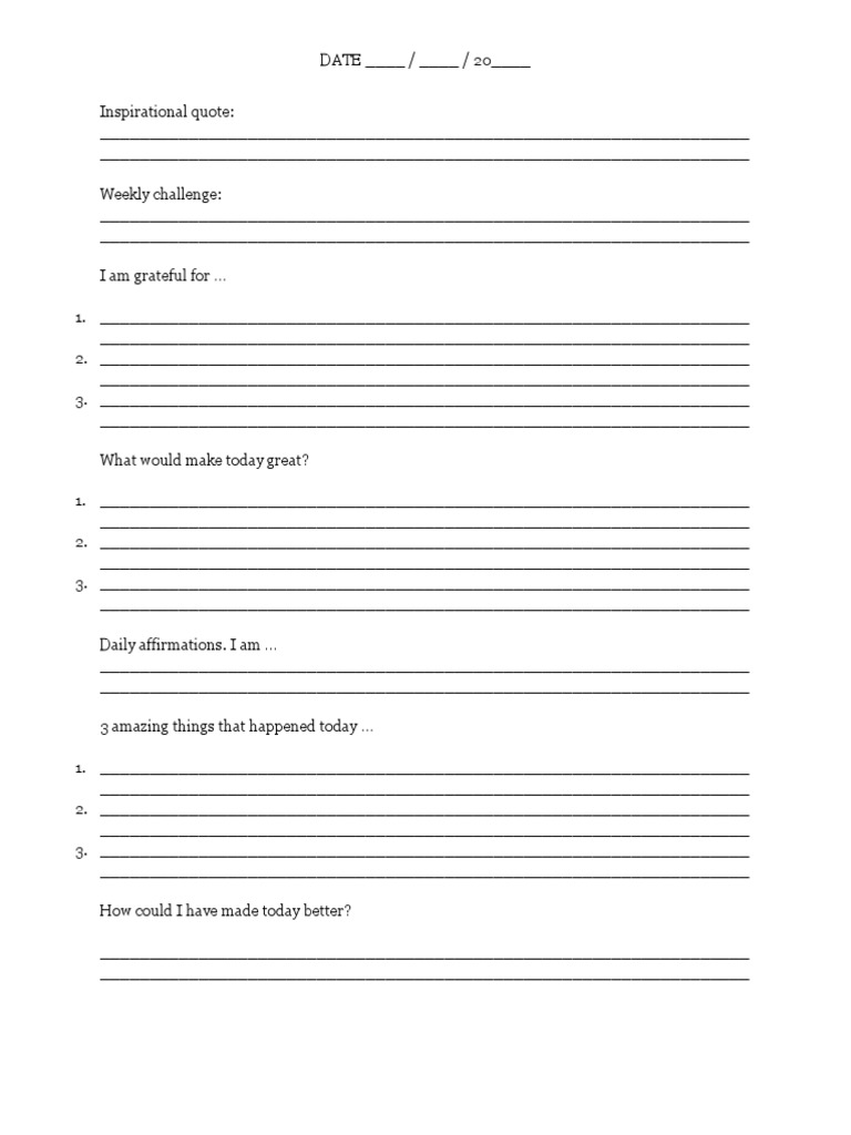 Daily 5-Minute Journal Template | PDF