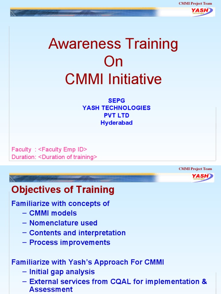 CMMI Awareness Training at Yash Technologies | PDF | Software ...