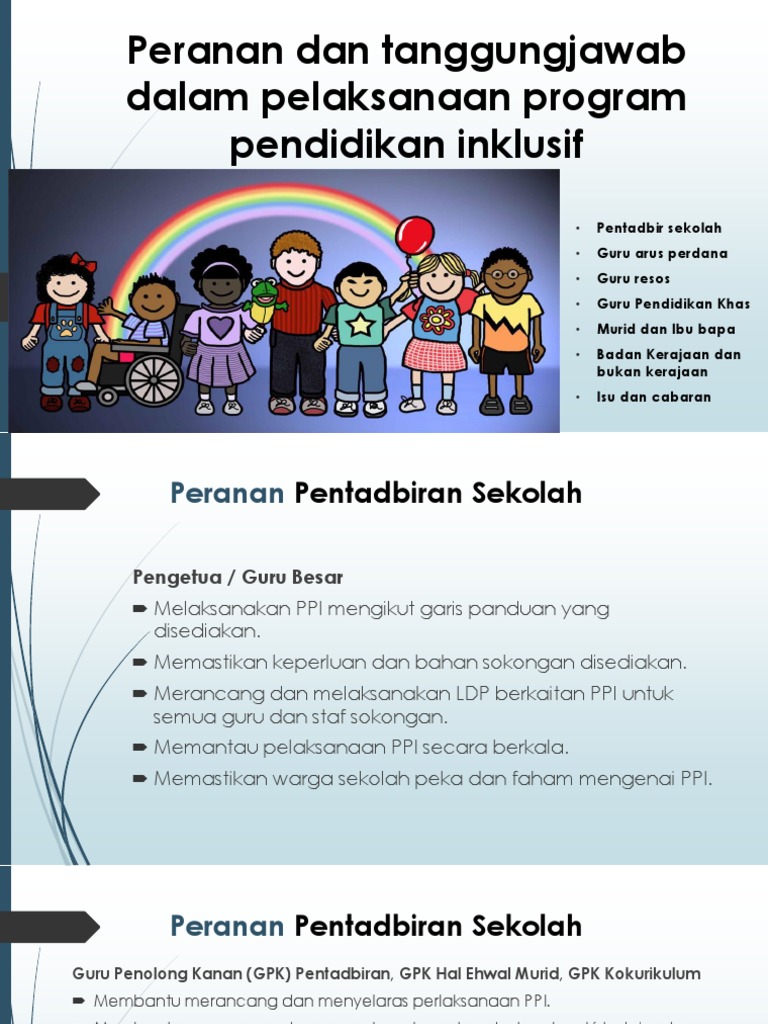Peranan Dan Tanggungjawab Dalam Pelaksanaan Program Pendidikan Inklusif | PDF