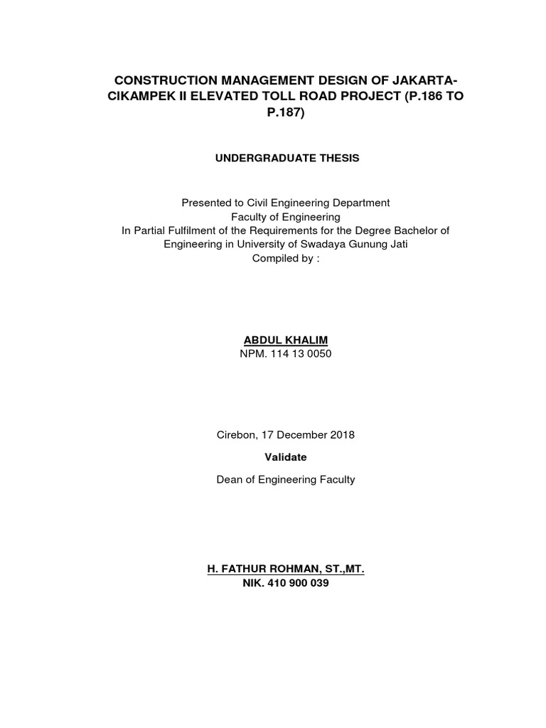 Construction Management Design of Jakarta-Cikampek Ii Elevated Toll ...