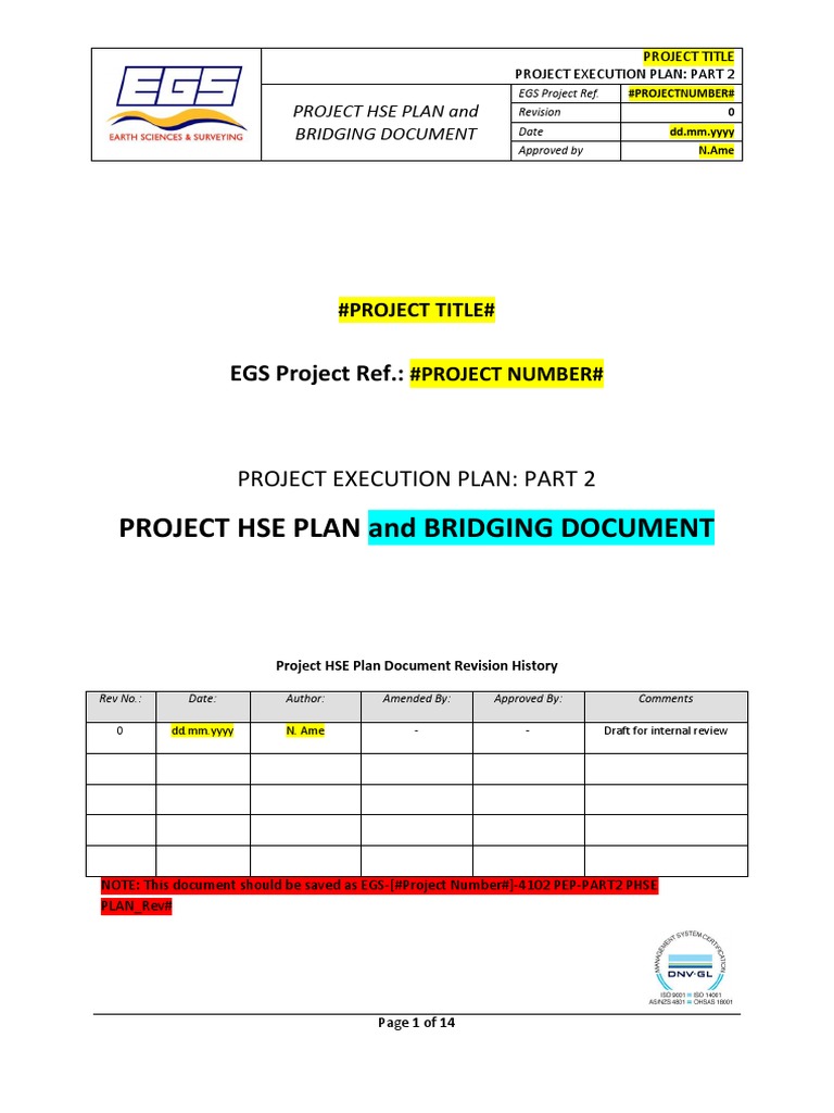 Project Hse Plan And Bridging Document | Waste Management | Hazardous Waste