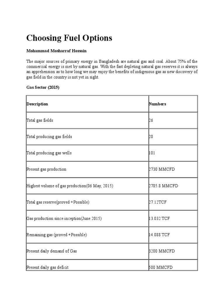 Choosing Fuel Options - EP | PDF | Propane | Natural Gas