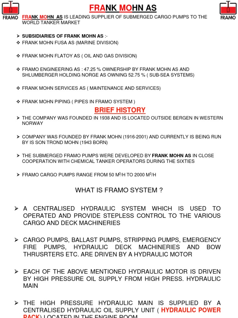 Framo Cargo Pumping Systems Overview | PDF | Oil Tanker | Pump