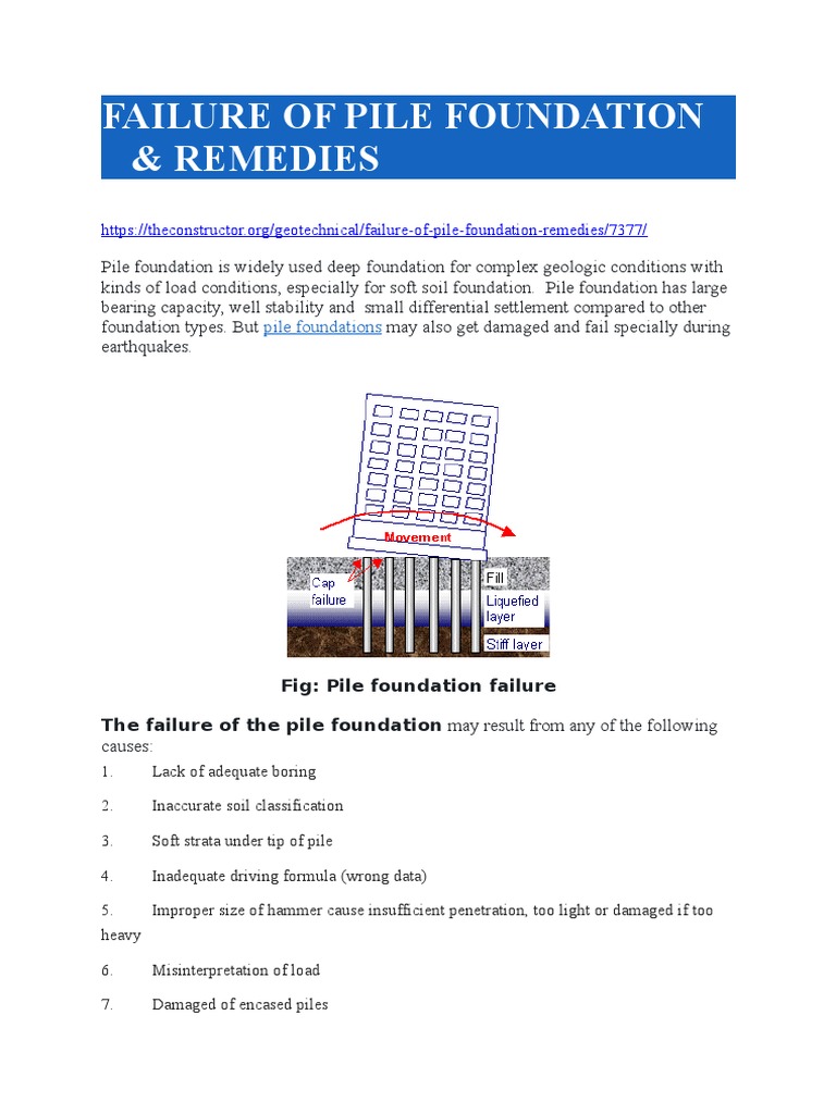 Failure of Pile Foundation | PDF