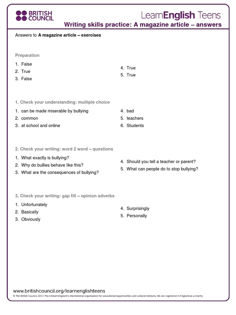 A Magazine Article - Answers | PDF