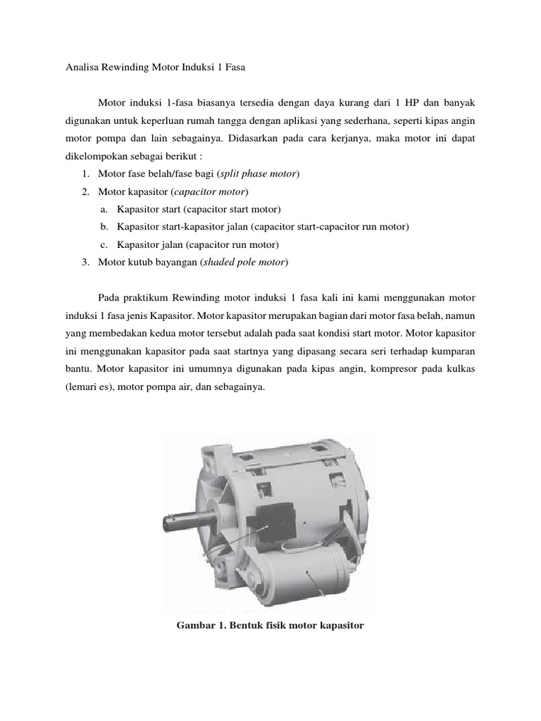Analisa Rewinding Motor Induksi 1 Fasa | PDF