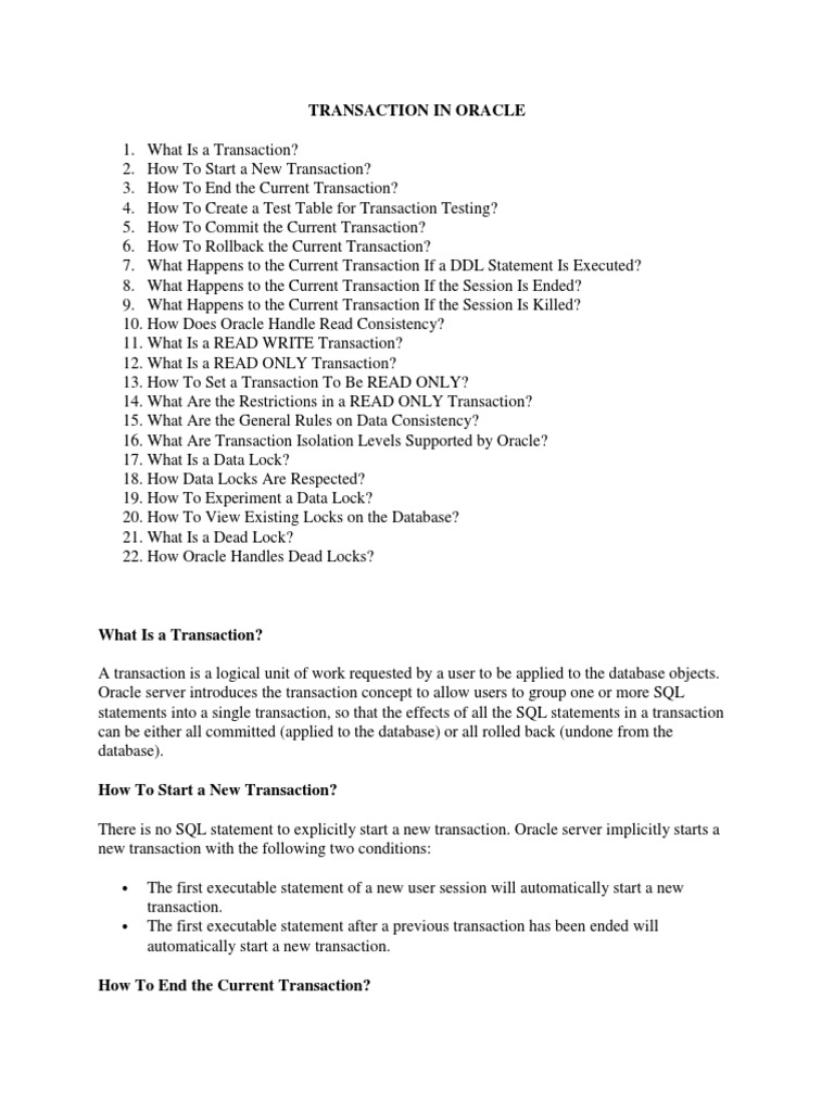 Oracle Transaction Pdf Database Transaction Oracle Database 6763