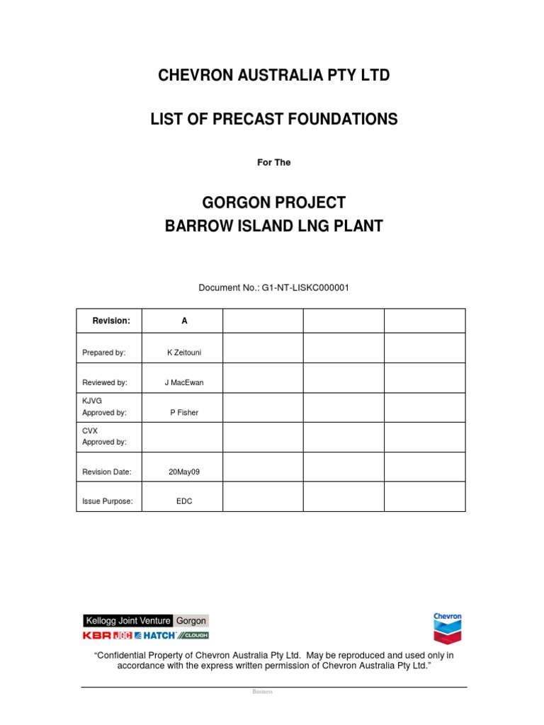 Chevron Australia Pty LTD: Document No.: G1-NT-LISKC000001 | PDF | Nature