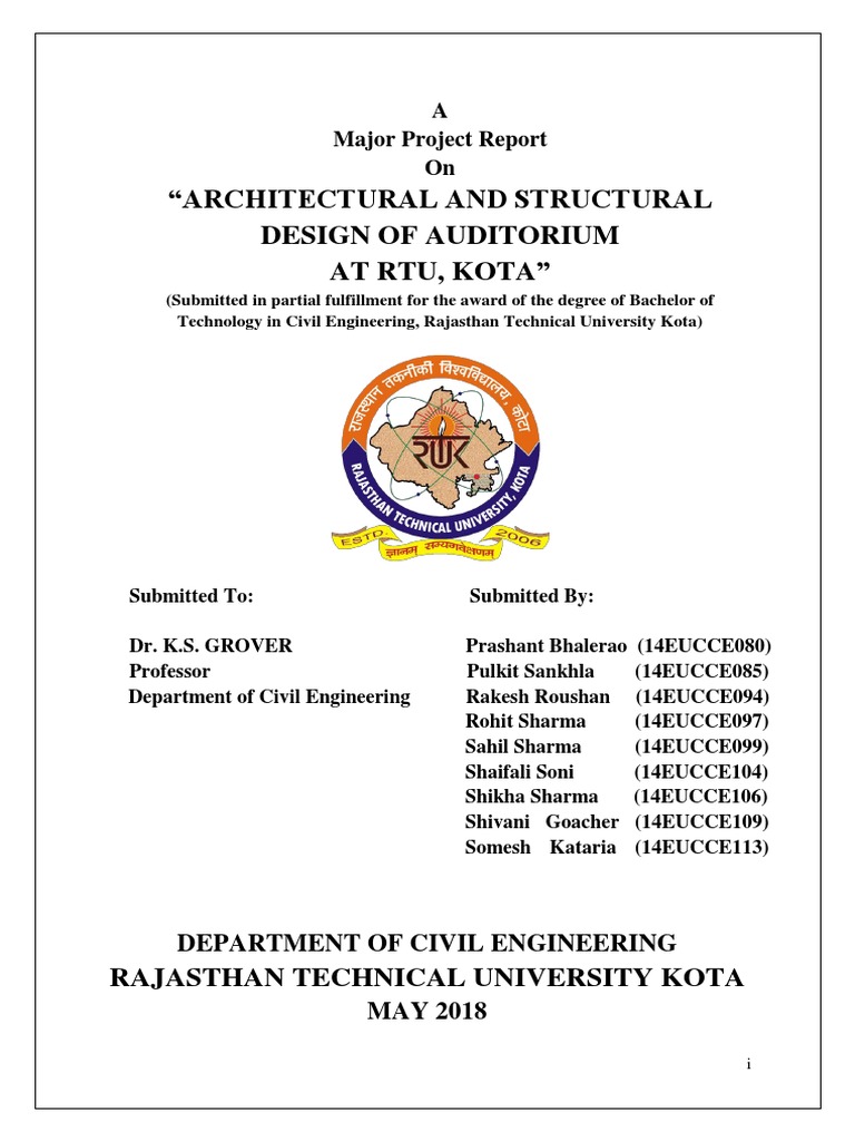 Auditorium Design Project Report | PDF | Truss | Civil Engineering