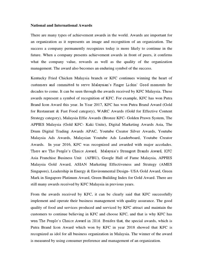 Quality Management of KFC | PDF | Standardization | Brand