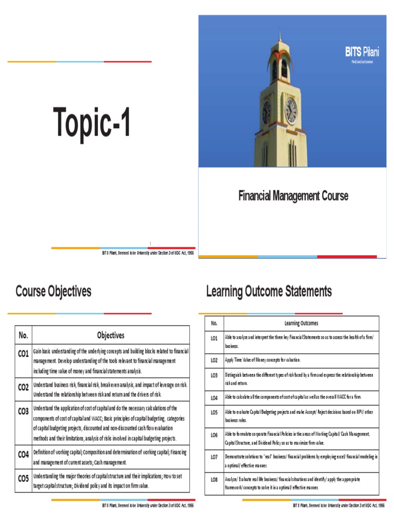 Topic-1: Course Objectives Learning Outcome Statements | PDF ...