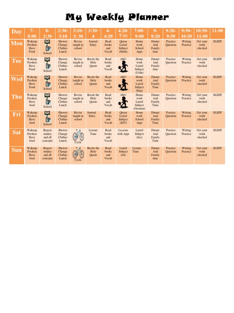 My Weekly Planner | PDF | Quran | Islam