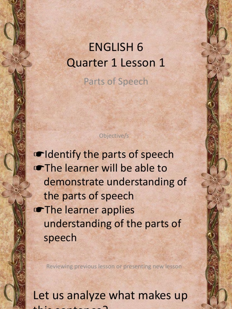 Parts of Speech Lesson | PDF | Part Of Speech | Adverb