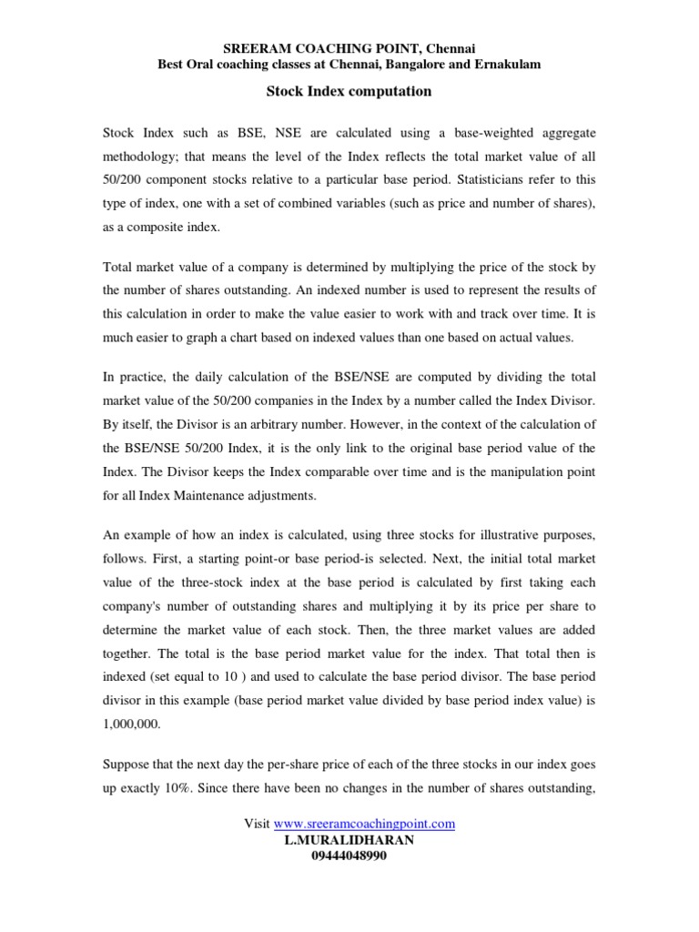 Stock Index Calculation Guide | PDF | Stock Market Index | Index ...