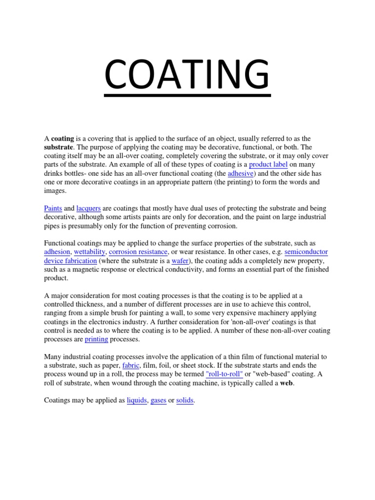 Functional Coatings Overview | PDF