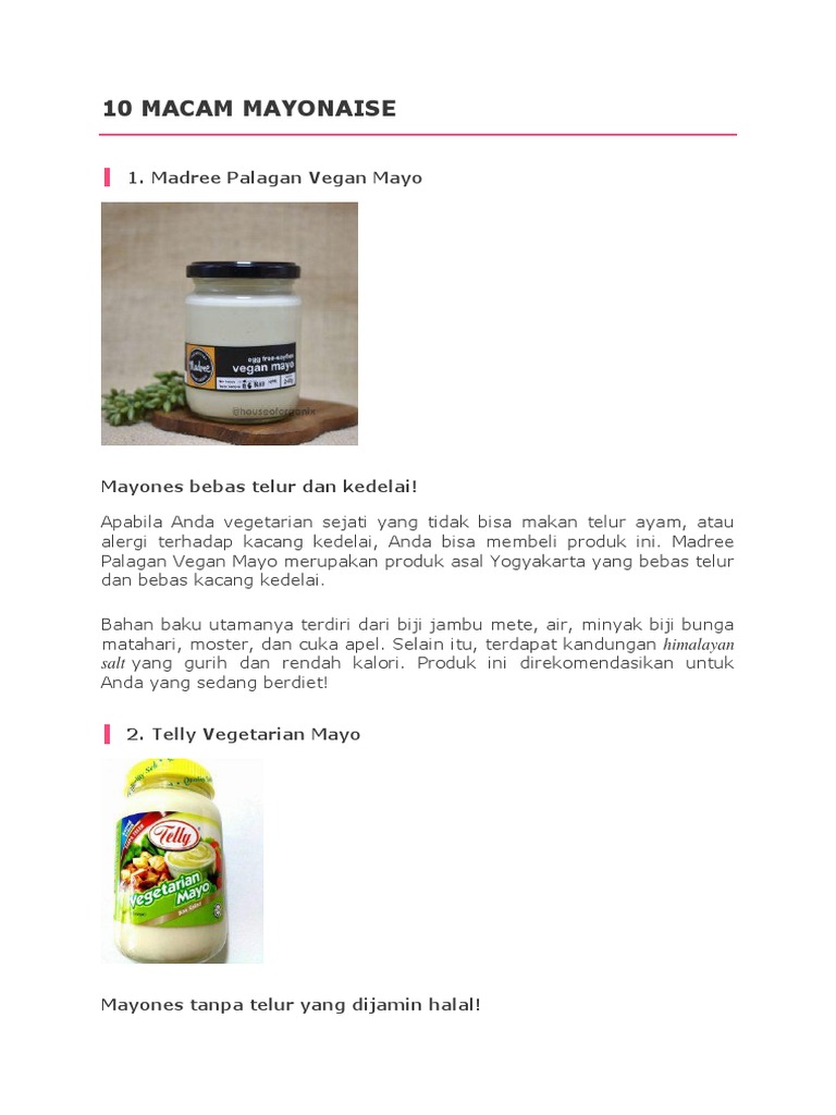 10 Macam Mayonaise | PDF