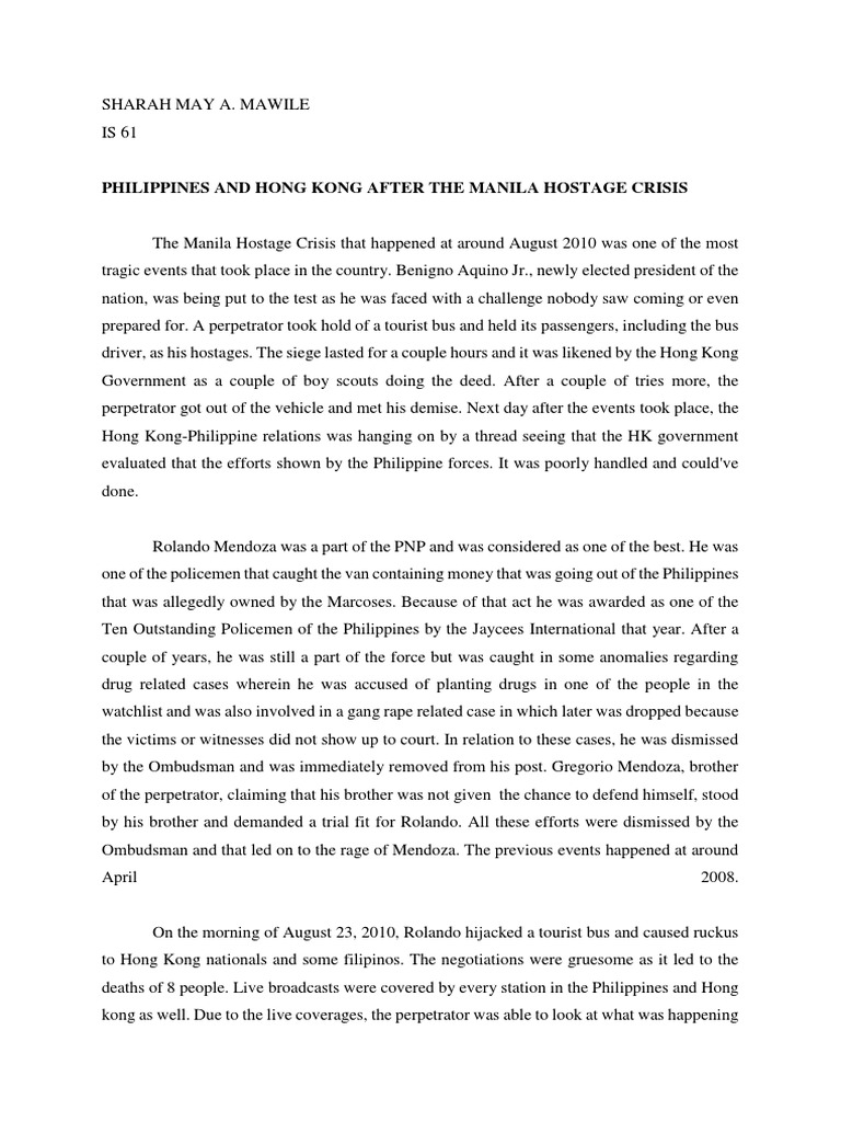 Philippines and Hong Kong After The Manila Hostage Crisis | PDF ...