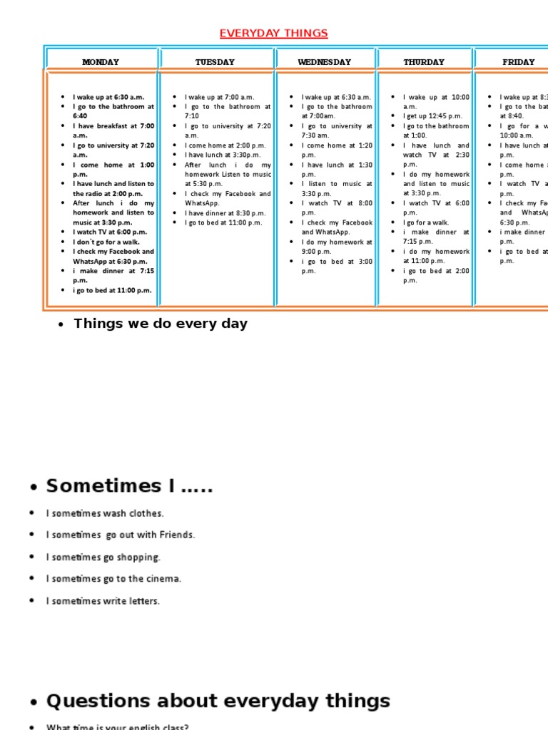Things We Do Every Day | PDF