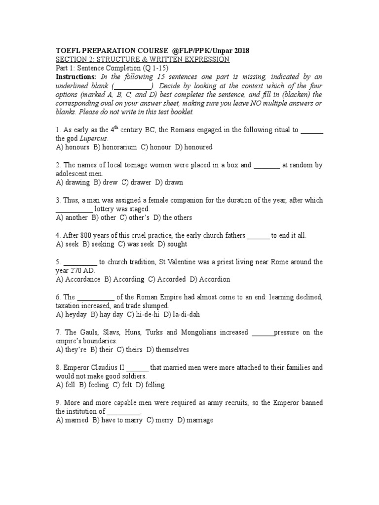 TOEFL SC Valentine | PDF | Miracle | Roman Empire