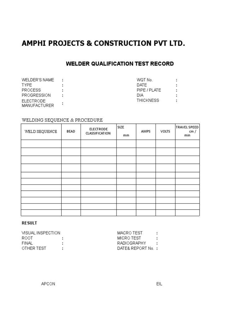 Amphi Projects & Construction PVT LTD.: Welder Qualification Test ...