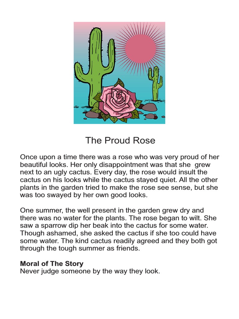 The Proud Rose and Cactus Moral Story | PDF