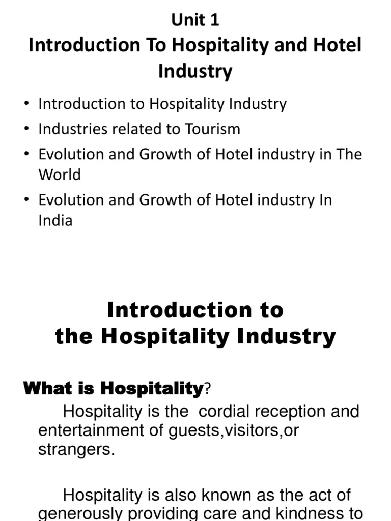 Introduction To Hospitality | PDF | Tourism | Travel Agency
