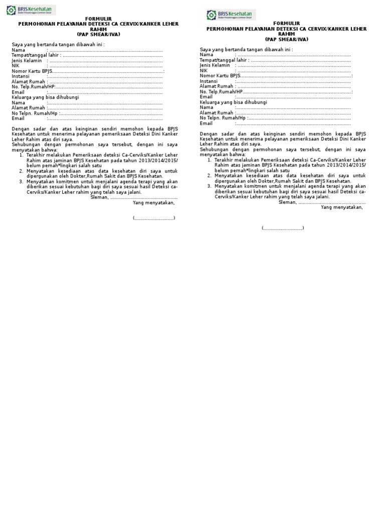 FORMULIR Permohonan Pelayanan IVA 1 PDF | PDF